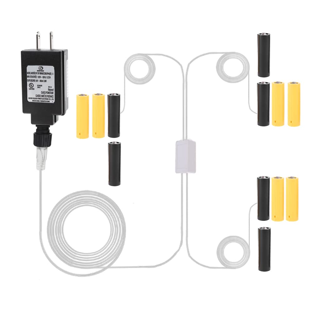 LR6 AA Battery Eliminator, AC to DC 3V 4.5V Power Supply Adapter,3 Connectors, Replace 2 or 3pcs 1.5V AA Battery,for Decorations LED Light,Indoor and Outdoor