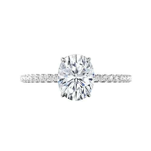 Kiara Gems 3 CT Oval Cut Solitaire Moissanite Engagement Ring, VVS1 4 Prong Irene Knife-Edge Silver Wedding Ring, Woman Gift, Promise, Birthday Gift (6)
