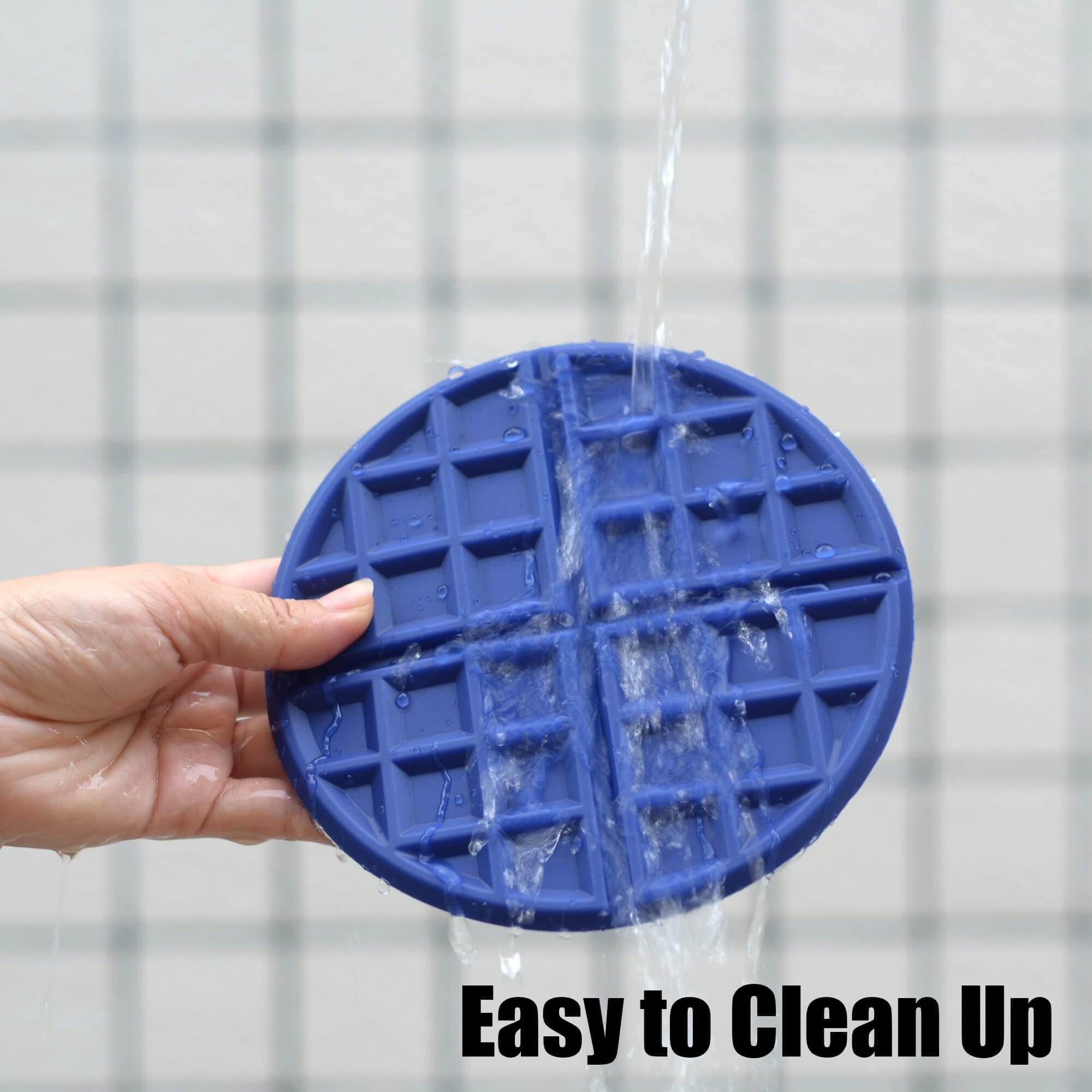 Kaiihome Silicone Kitchen Trivets Pot Holders Round Waffle Hot Pads Plate Holder – Set of 3 (Blue)