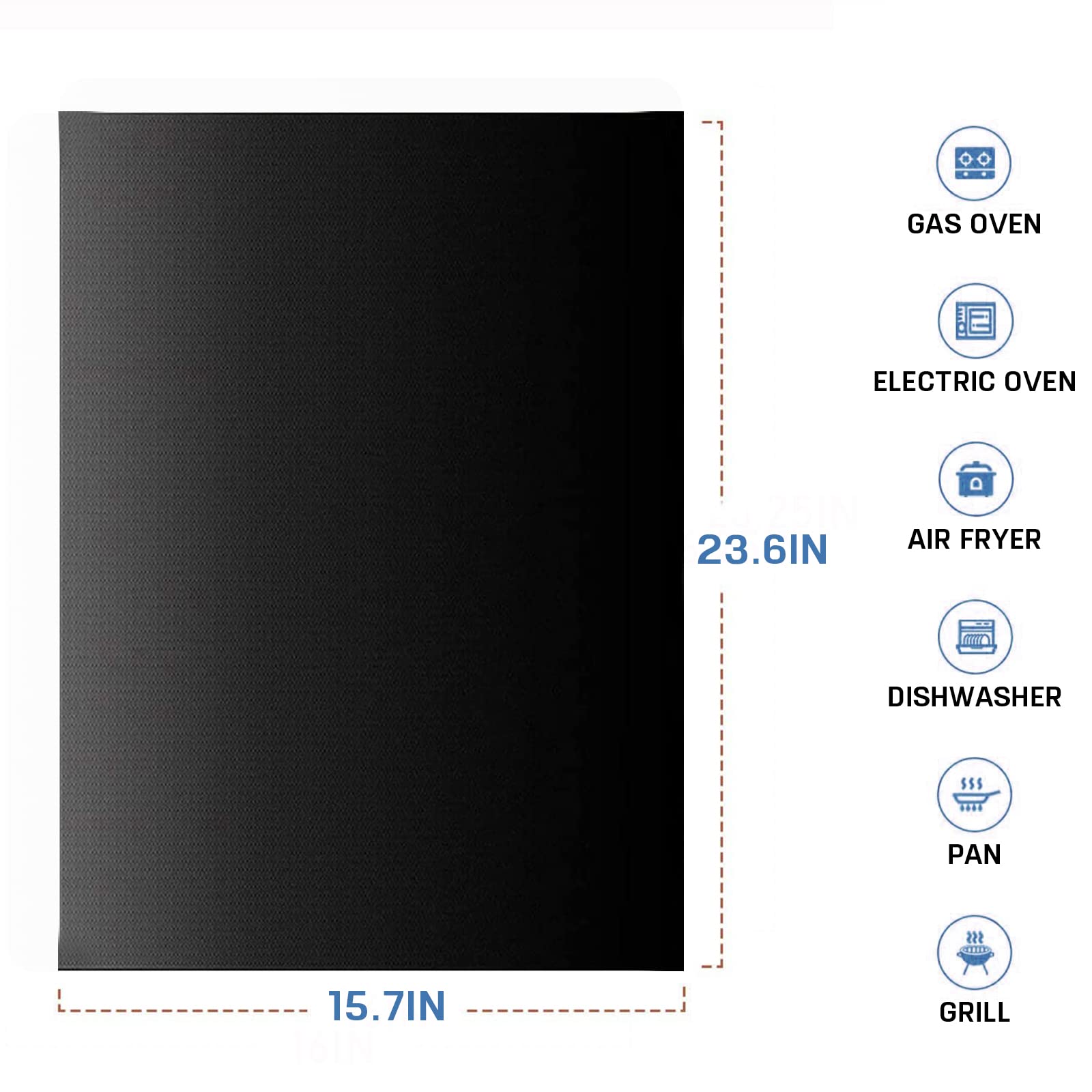 Large Oven Liners,5 PACK Heavy Duty Teflon Oven Liners,BBQ Grill Mats for Bottom of Oven for Gas, Electric and Fan Assisted Ovens,Baking Mat, Oven Protector Sheets,Reusable