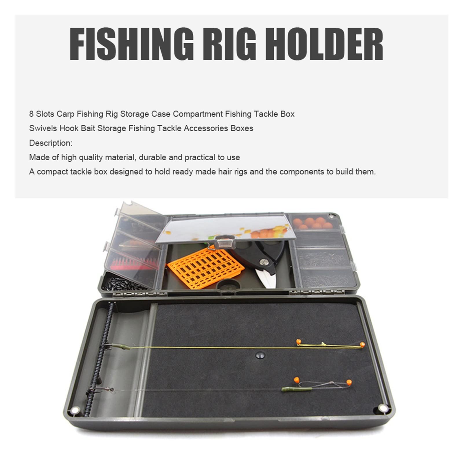 MEFESE 8 Slots Carp Fishing Rig Storage Case Compartment Fishing Tackle Box Swivels Hook Bait Storage Fishing Tackle Accessories Boxes