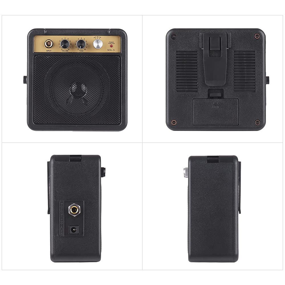 LILYRIN Mini Guitar Amplifier Amp Speaker 5W with 6.35mm Input 1/4 Inch Headphone Output Supports Volume Tone Adjustment