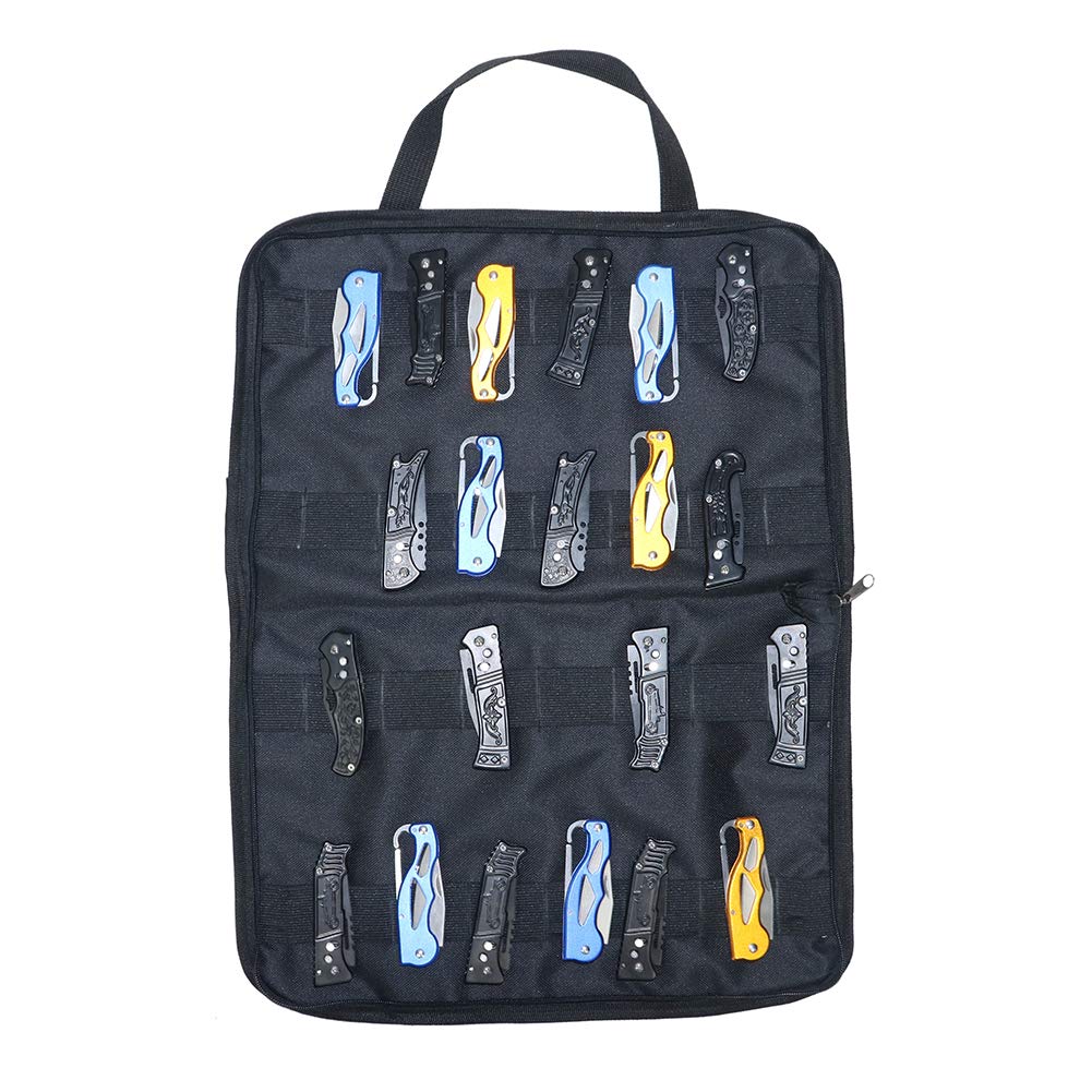 Large Pocket Knife Storage Case, Folding Knife Carrying Bag, 32 Pockets Small Knife Roll Pouch, Knife Collection , Storing And Transporting Solution Bag, Heavy Duty Oxford Fabric With Name Card Pocket