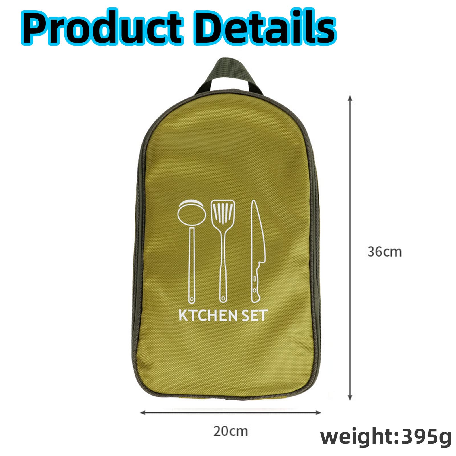 Jaugufiy Chef Knife Bag ,Camping Utensil Bag Portable Silverware Bag Travel Cookware Storage ,Knife Backpack and Waterproof Chef Bag,Tote Picnic BBQ Tableware Fork Spoon Chopsticks Organizer (Green)