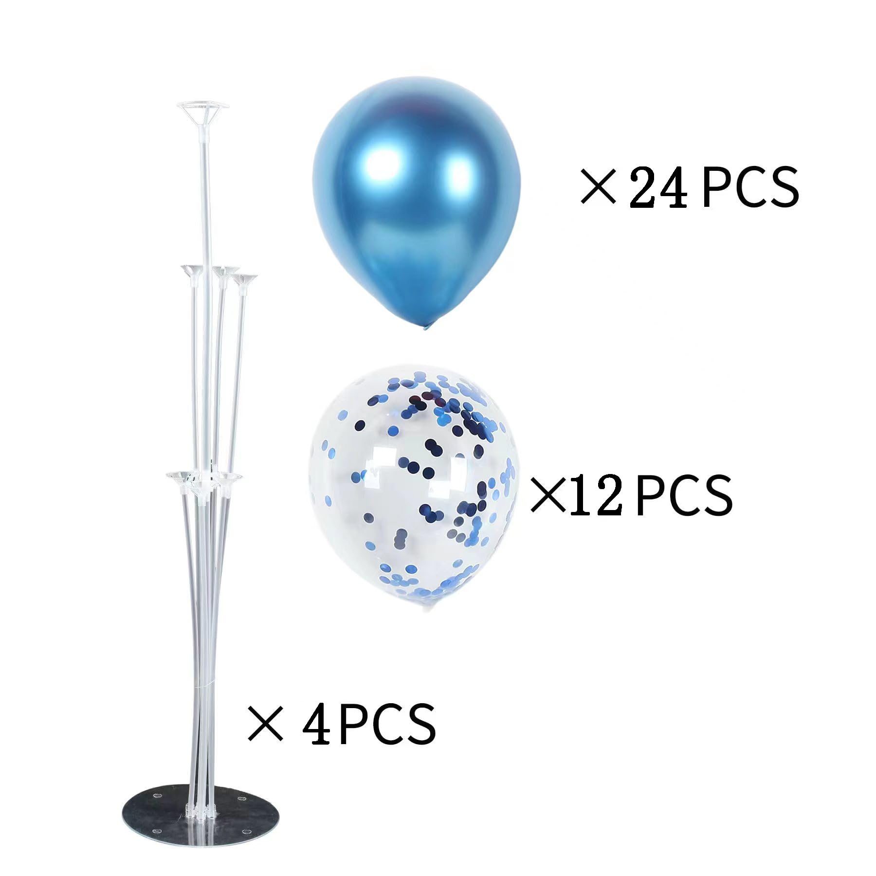 MYZSBRDM 4Sets Blue Balloons Stand,Blue Balloons Stands for Table,Blue Balloons Centerpieces for Tables for Birthday,Baby Shower,Wedding,Anniversary Table Party Decorations.(With light string)