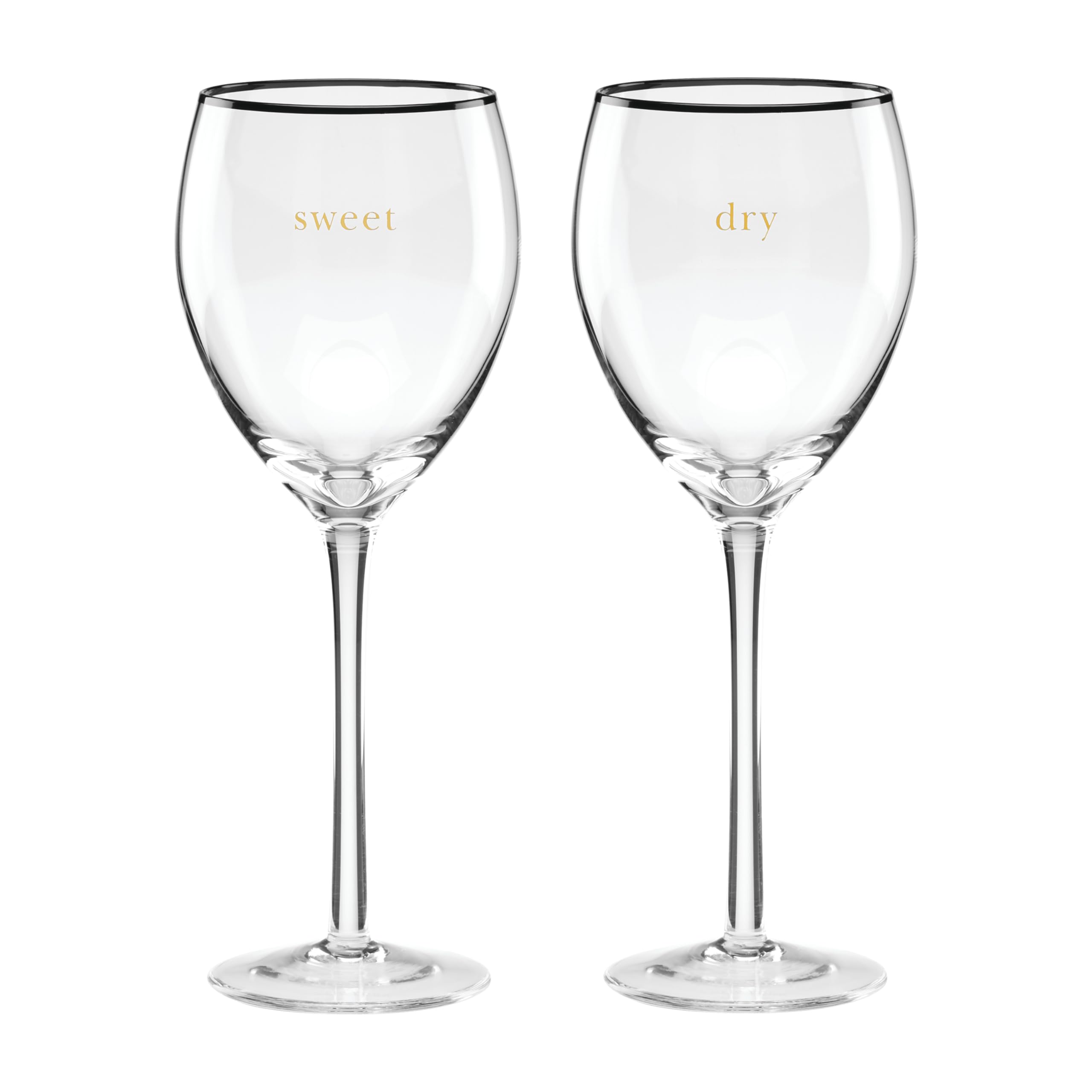 Kate Spade New York Cheers to Us Sweet & Dry Wine Glasses, Set of 2, 0.88, Clear