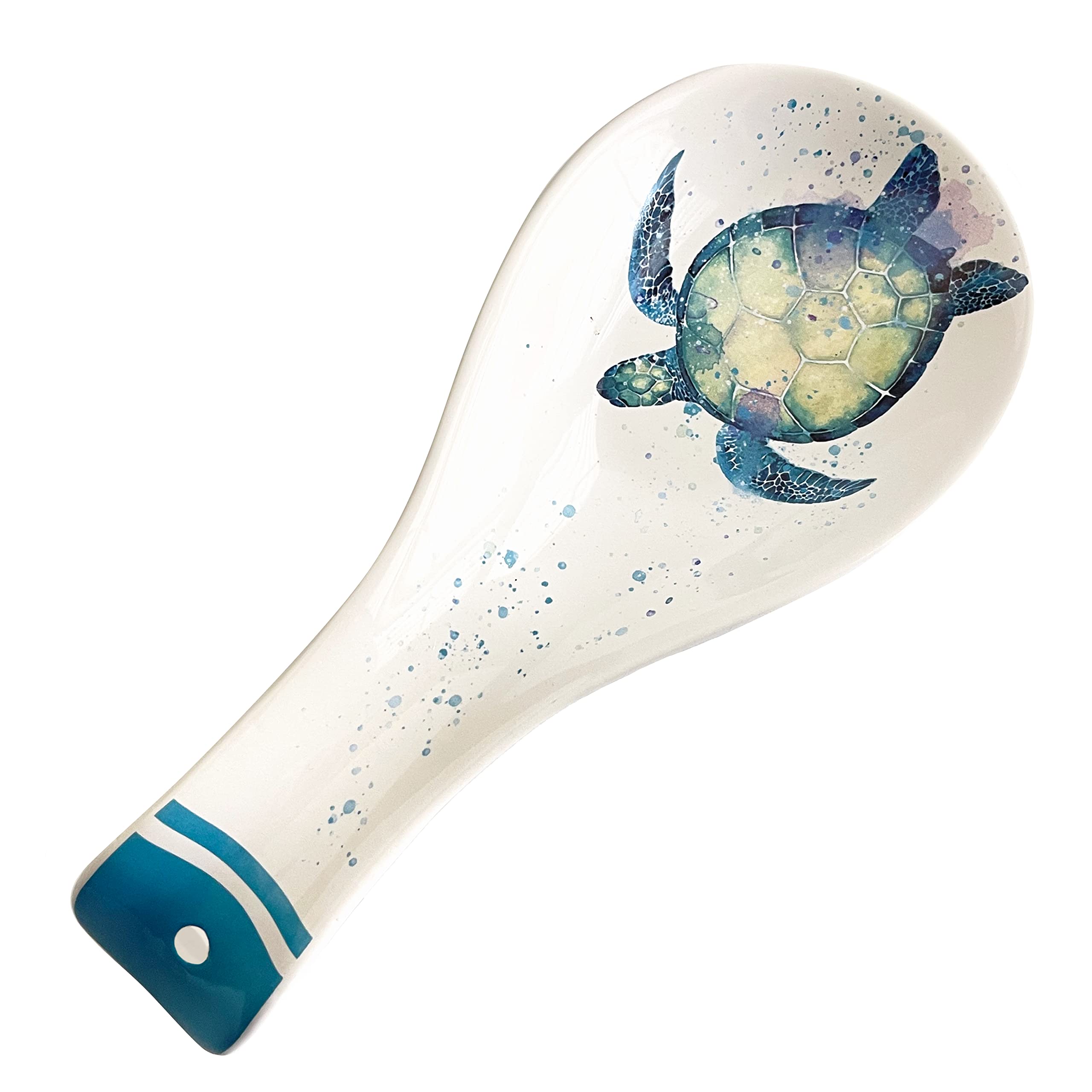 Large Spoon Holder - Sea Turtle Spoon Rest - Nautical, Ocean Beach Decor - Utensil Holder/Ceramic Spoon Holder for Kitchen - Great Kitchen Gift for Men, Women, Friends, or Birthdays
