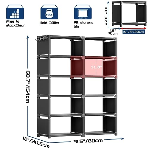 Mavivegue Bookshelf,10 Cube Storage Organizer,Book Shelf Organizer,Tall Bookcase Shelf,Book Cases/Shelves,Black Cube Shelf,Cubbies Closet Storage Organizer Shelves for Bedroom,Living Room,Home,Office