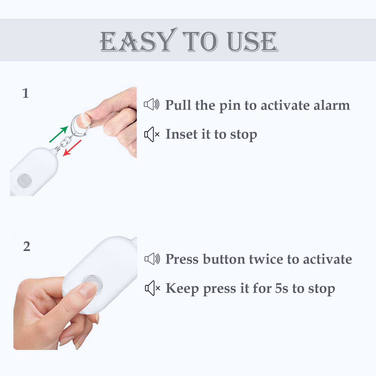 Personal Safety Alarm for Women β 140dB Siren, Strobe Light and Key Chain, USB Rechargeable
