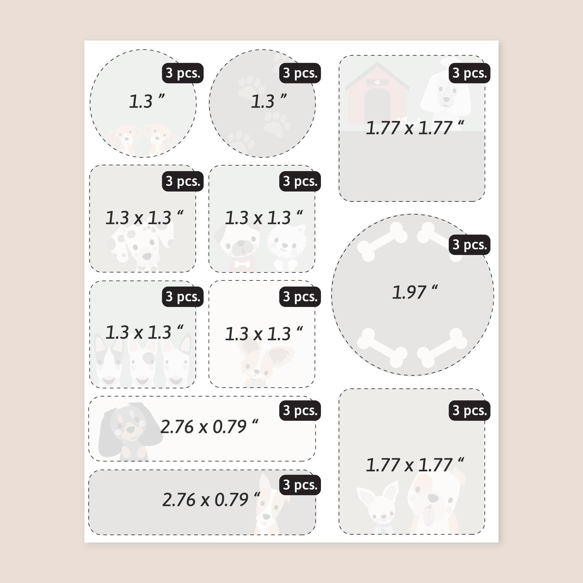 Large Name Labels for Kids (33) - Custom Stickers for Daycare and School Supplies - Durable, Waterproof Stickers for Water Bottles, Lunch Boxes, and More with Unique Designs - Dog