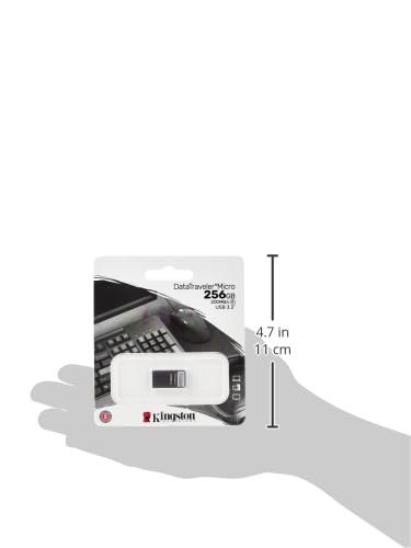 Kingston DataTraveler Micro 256GB USB Flash Drive | Ultra-Small Premium Metal Design | USB 3.2 Gen 1 | Speeds up to 200MB/s | DTMC3G2/256GB,Silver