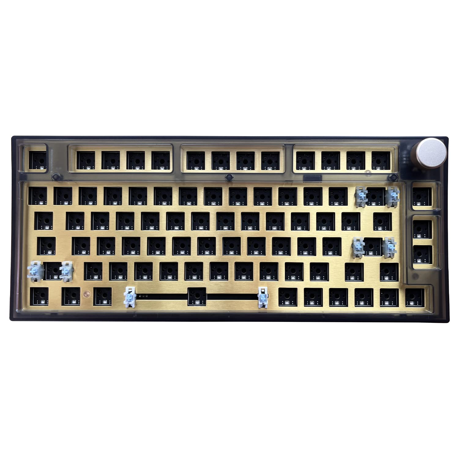keydous NJ80-AP Wireless Mechanical Keyboard with Knob Bluetooth 5.0 | 2.4G 75% Hot Swap Custom Barebone Kit with Knob RGB Dye-sub PBT Keycab for Win Mac