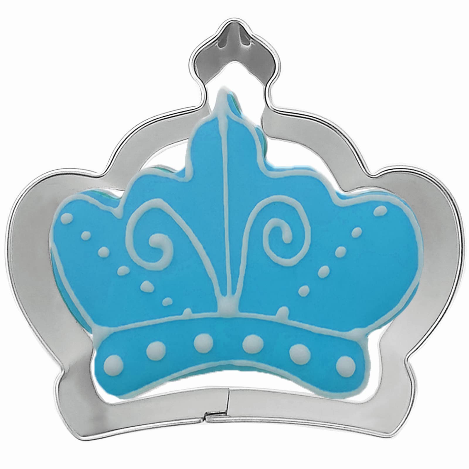 Large Size Crown Shaped Cookie Cutter, Stainless Steel Queen/King/Prince/Princess Crown Cookie Cutter, 4.6 Inches (Model 1)