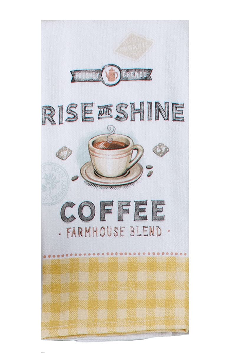 Kay Dee Designs 2 Piece Farmhouse Blend Coffee Cup Kitchen Bundle, 1 Dual Purpose Towel and 1 Tea Towel