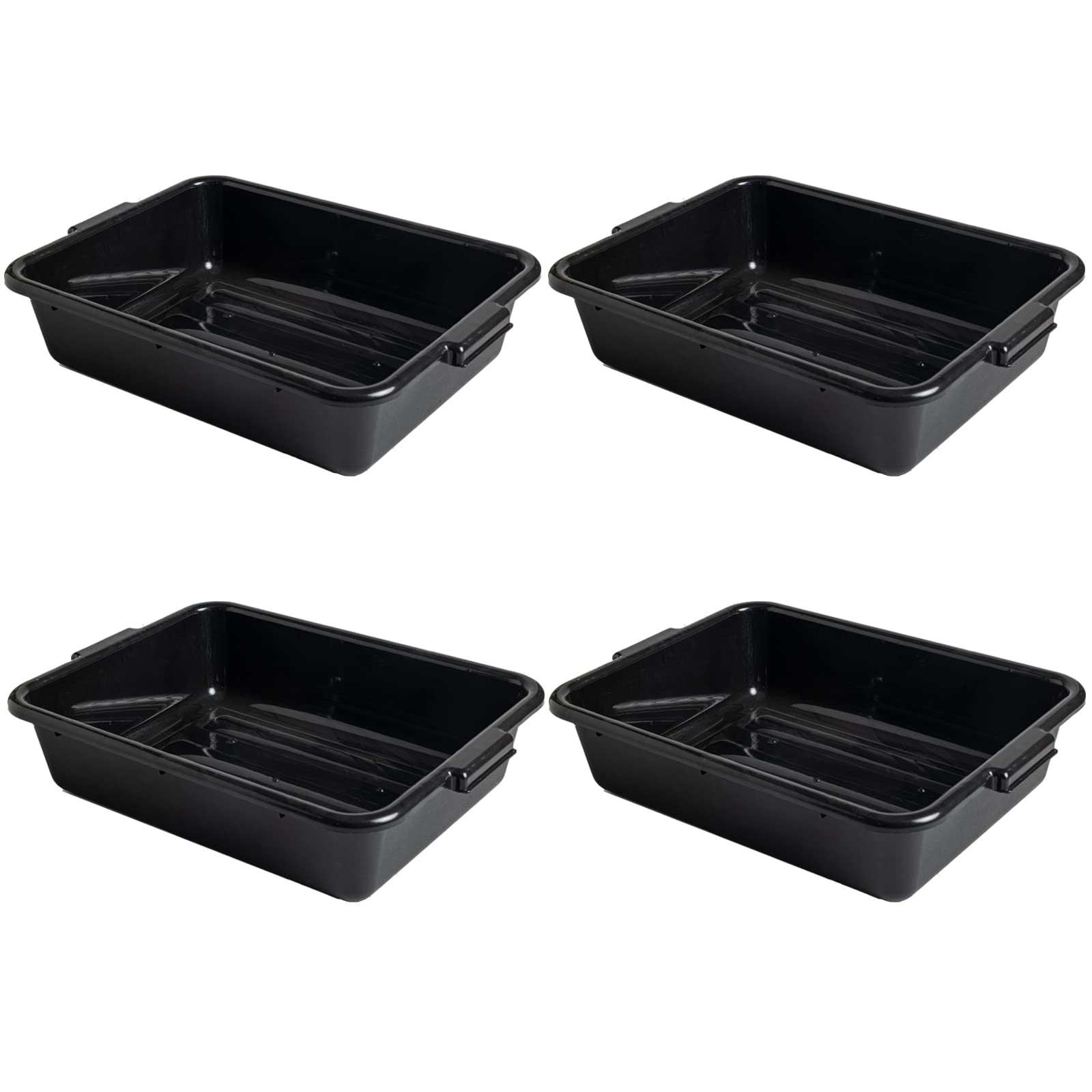 luston 4-Pack Bus/Utility Box, 4.6 gal/17.6 L Commercial Storage Box,Commercial Bus Tub/Bin, Black