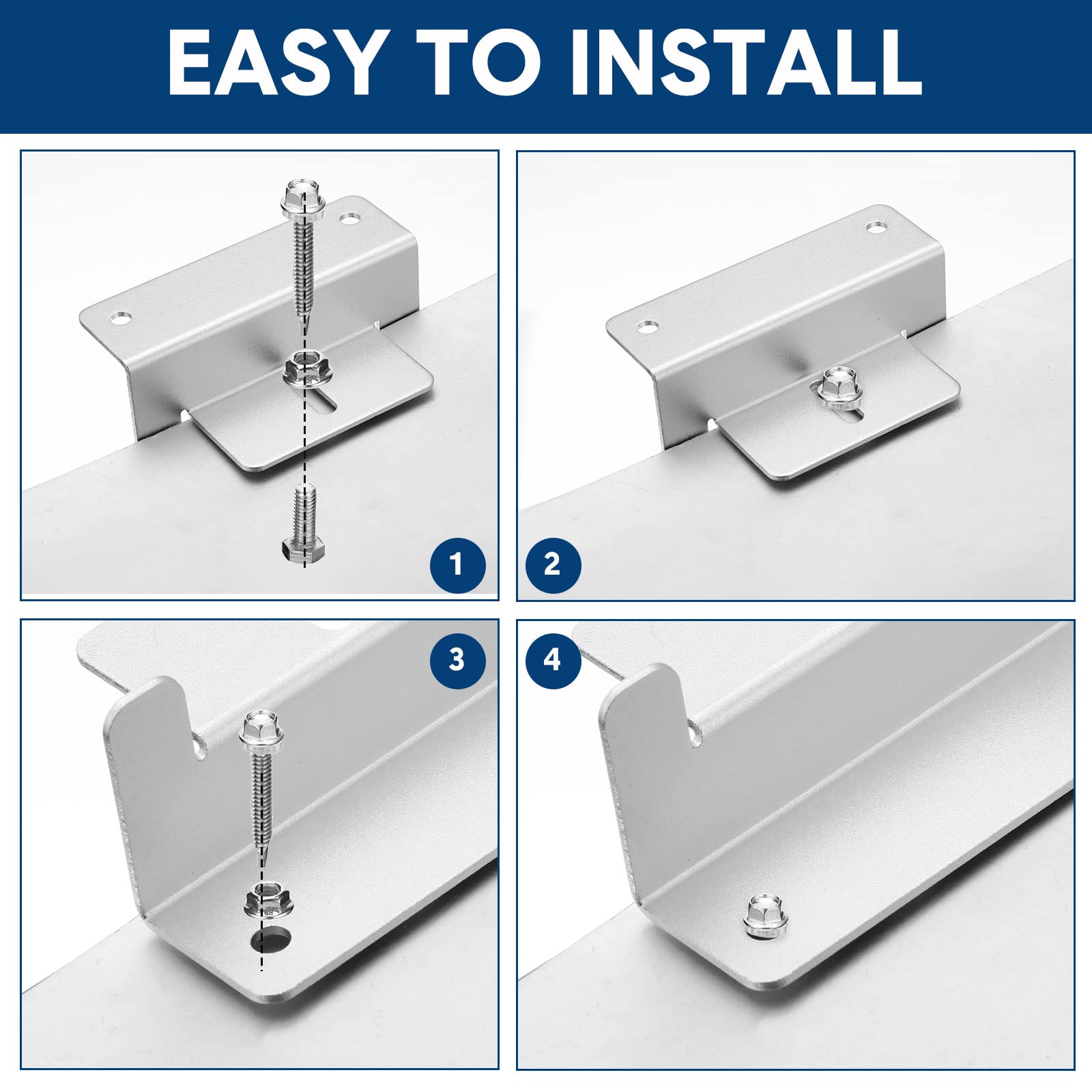 Konohan 10 Set Solar Panel Mounting Brackets Z Bracket Aluminum Solar Panel Mounting Brackets Kit with Nuts and Bolts for RV, Boat, Wall, Caravans, Yacht and Other Gird Installation