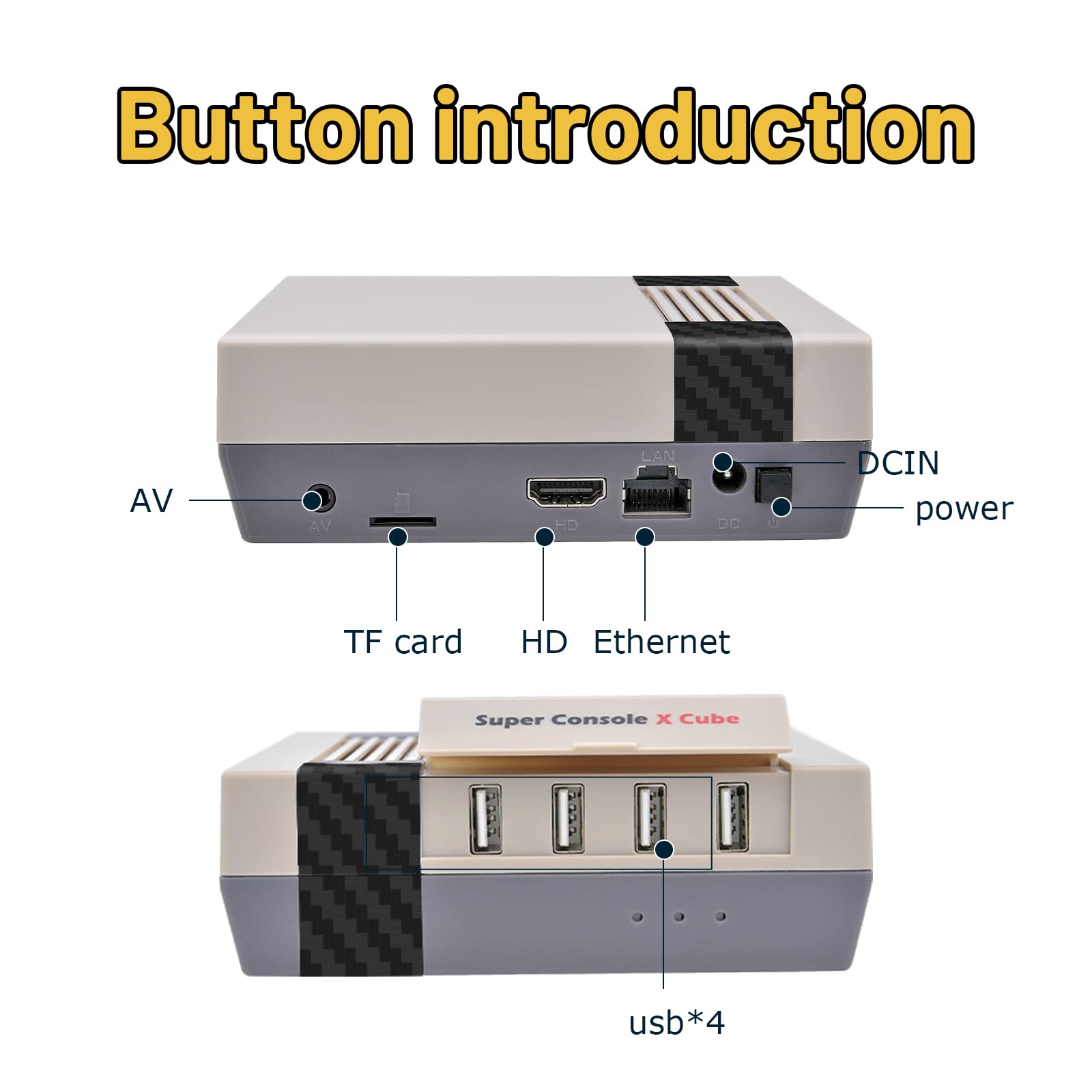 Kinhank Super Console X Cube Retro Game Console with 95000+ Classic Games,TV & Game System in 1,Video Game Console Compatible with 50+ Emulators, 2 Wireless Game Controllers Included(128G)