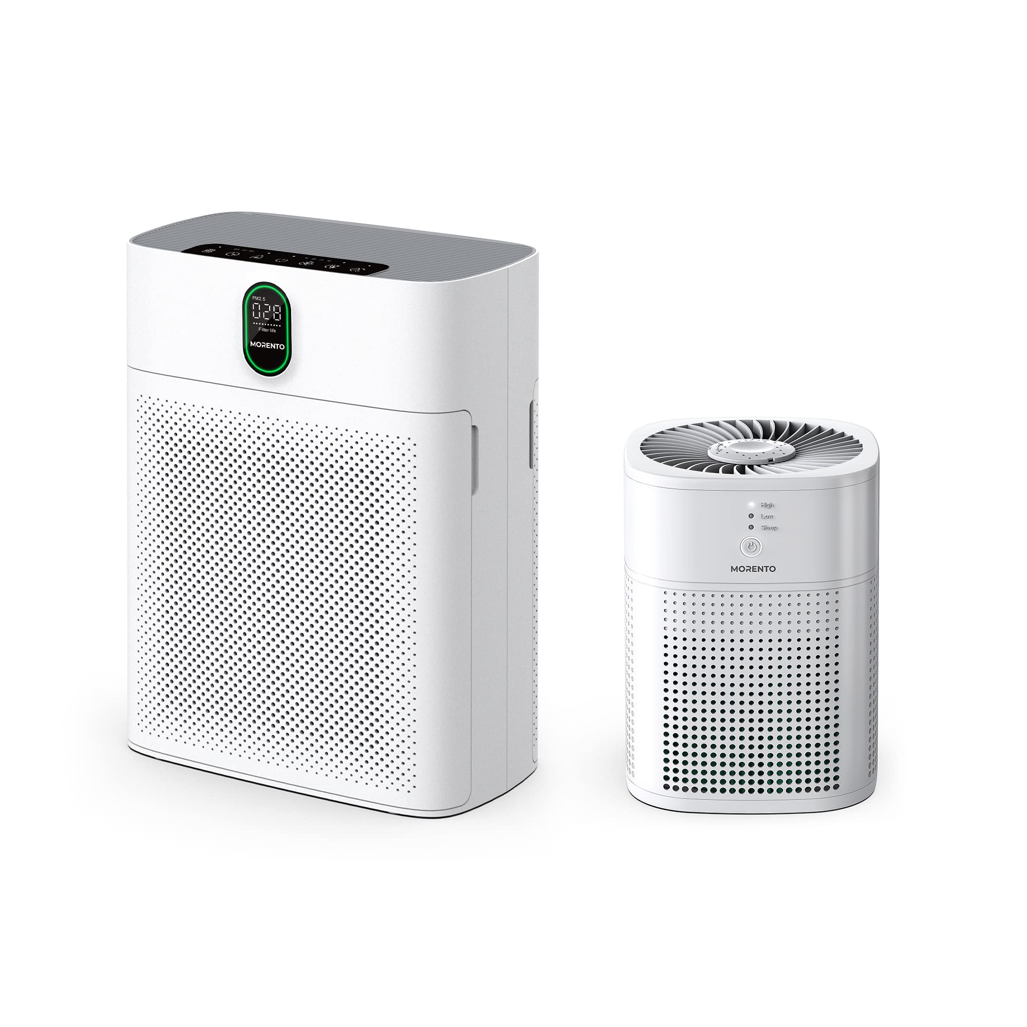 MORENTO HY4866 Air Purifiers for Large Room with HY1800 Air Purifiers for Bedroom, White