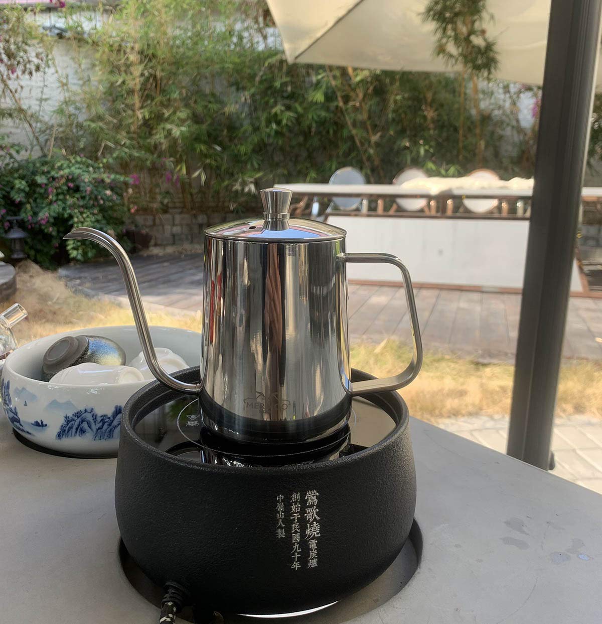 MERMOO YILAN Gooseneck Coffee Kettle 21oz Pour Over Drip Pot 600ml Long Narrow Spout Stainless Steel Water Dripper Kettle for Tea & Coffee(Black)