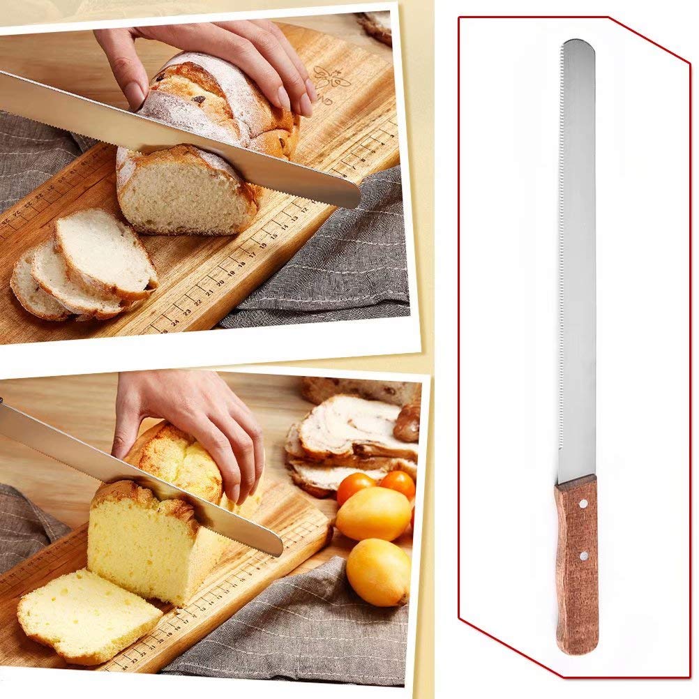 LokiLux Serrated Bread Knife 12 Inch Blade,Cut Bread/Cake/Bagels,for Homemade Bread,Baker's Knife for Slicing(Total Lenght 16.7 Inch),2 pack