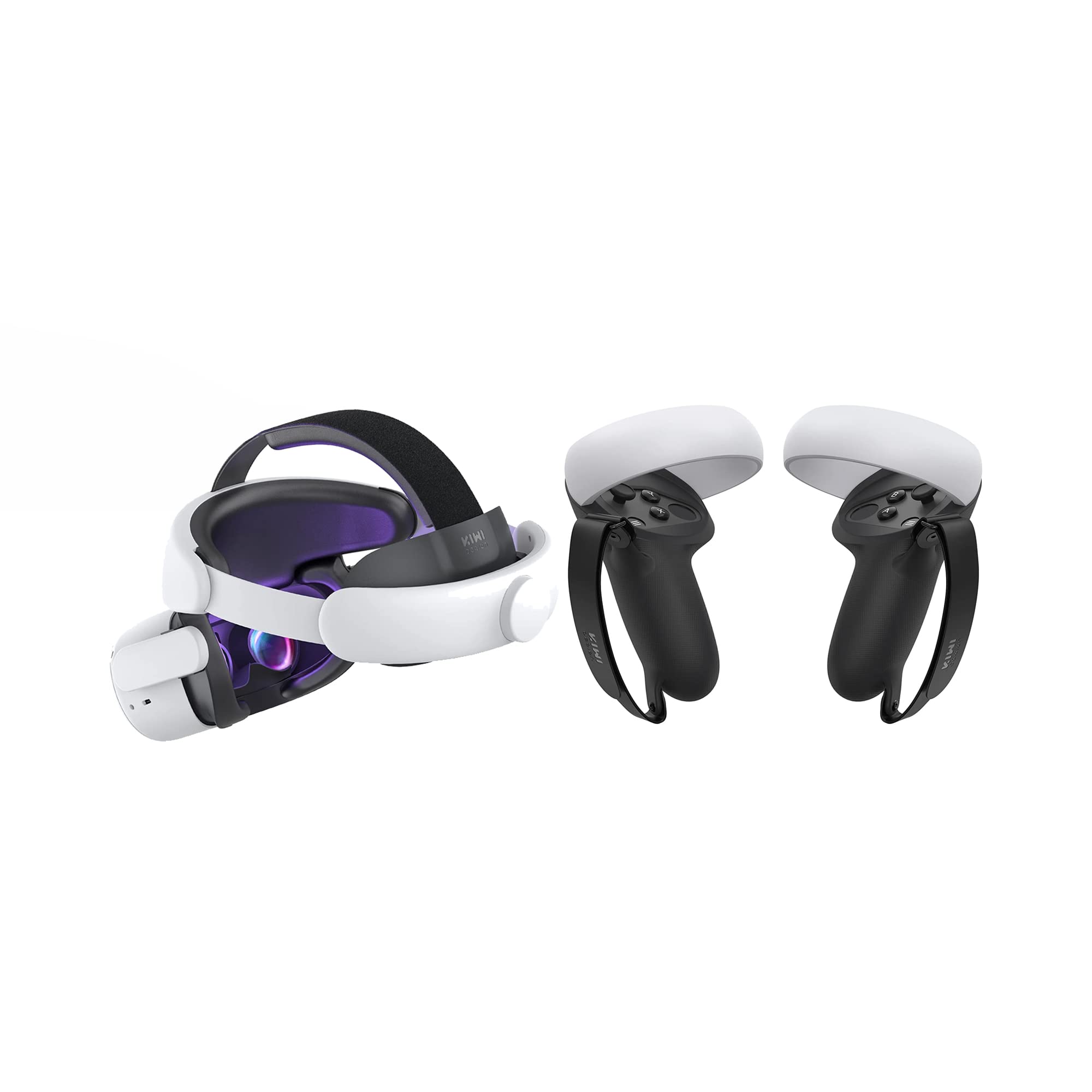 KIWI design Head Strap and Controller Grips Compatible with Quest 2 Accessories