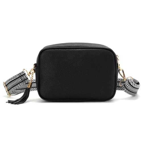 kukubird Crossbody Bags Premium Faux Leather Spacious Aztec Shoulder Bag Ladies Multiple Compartments Messenger Bag-Black