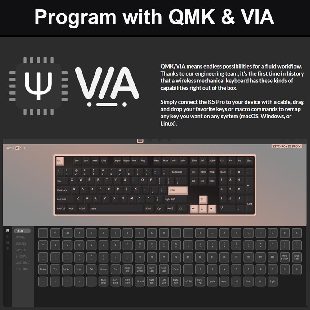 Keychron S1 Ultra-Slim QMK/VIA Custom Wired Mechanical Keyboard, Hot-swappable 84 Keys 75% Layout Programmable Macros RGB Backlit CNC Aluminum for Mac Windows, Low Profile Gateron Yellow Switch