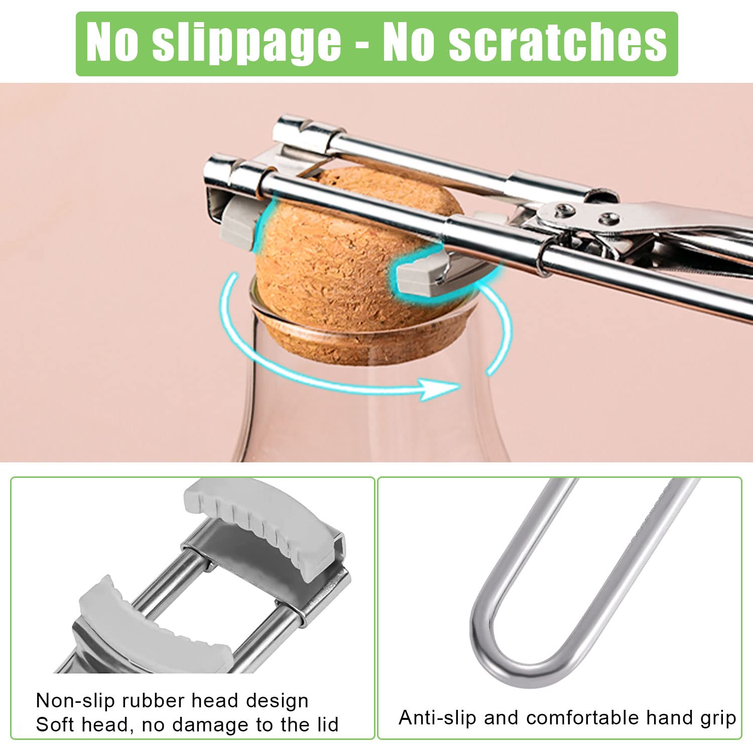 Jar Opener, Adjustable Jar Lid Opener Multifunctional Can Opener Stainless Steel Can Opener Manual Glass Jar Opener Bottle Opener Easy Jar Opener for Seniors Kitchen Gadgets