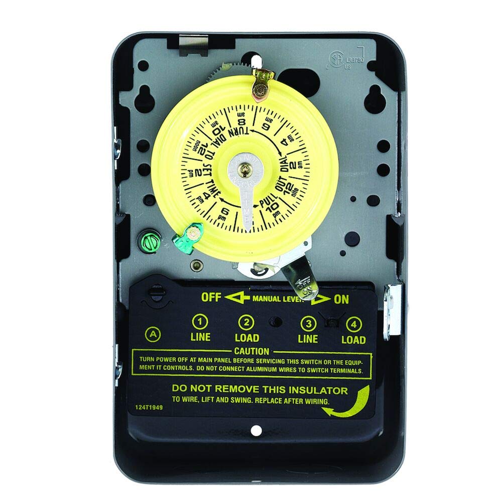 Intermatic T104 Electromechanical Timer Switch - Proven Durability, 40A Load Capacity, Versatile Scheduling, 1-12 Cycles Per Day - Manual Override, Tripper Included for Reliable Time-Based Control