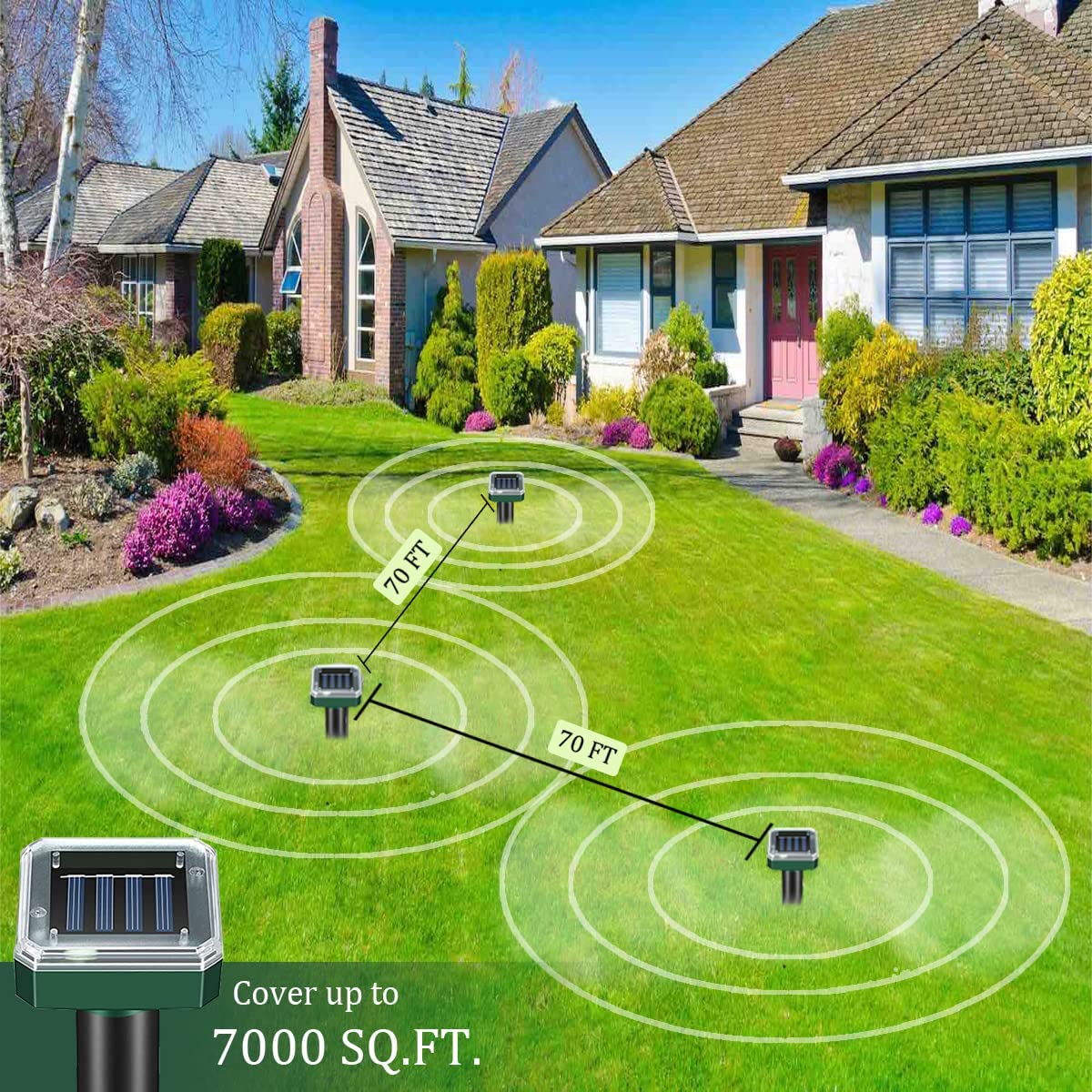 Mole Repellent in Lawn Snake Repellent Solar Powered,Groundhog Repellent Stakes,Animal Control, Vole Deterrent Waterproof Spikes Drive Away Burrowing Animals from Lawns and Yard,10 Pack