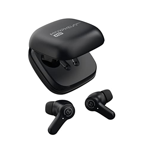 Morpheus 360 Pulse HD Wireless Earbuds, Hybrid Noise Cancelling, Wireless Microphone, Bluetooth 5.2 Wireless Ear Buds, One Touch Media Control, Waterproof, Recharging Earbud Case - TW7800B, Black