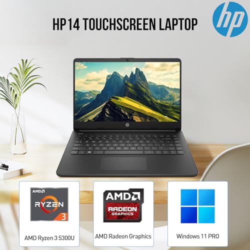 HP Newest 14" HD Touchscreen Laptop Computer, Thin Light College Students & Business Laptop PC, AMD Ryzen 3 5300U(4 Cores), 16GB RAM, 1TB SSD, Windows 11 Pro, Long Battery Life, Webcam, USB-C