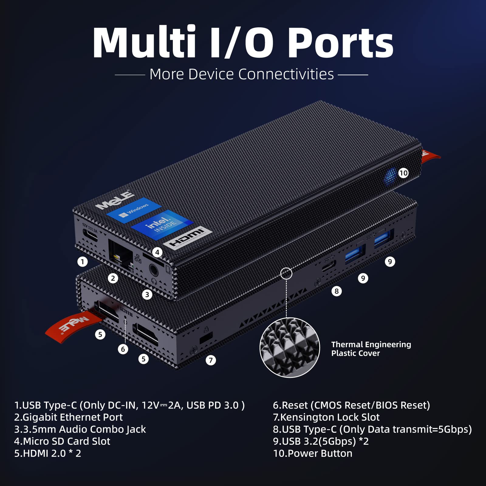 MeLE Fanless Mini PC Stick PCG02 Pro, Celeron J4125 8GB 256GB Windows 11 Pro, Linux Mini Desktop, Computer on a Stick with SSD Slot Gigabit Ethernet Wi-Fi5 PD3.0 Dual 4k HDMI on IOT Industrial,