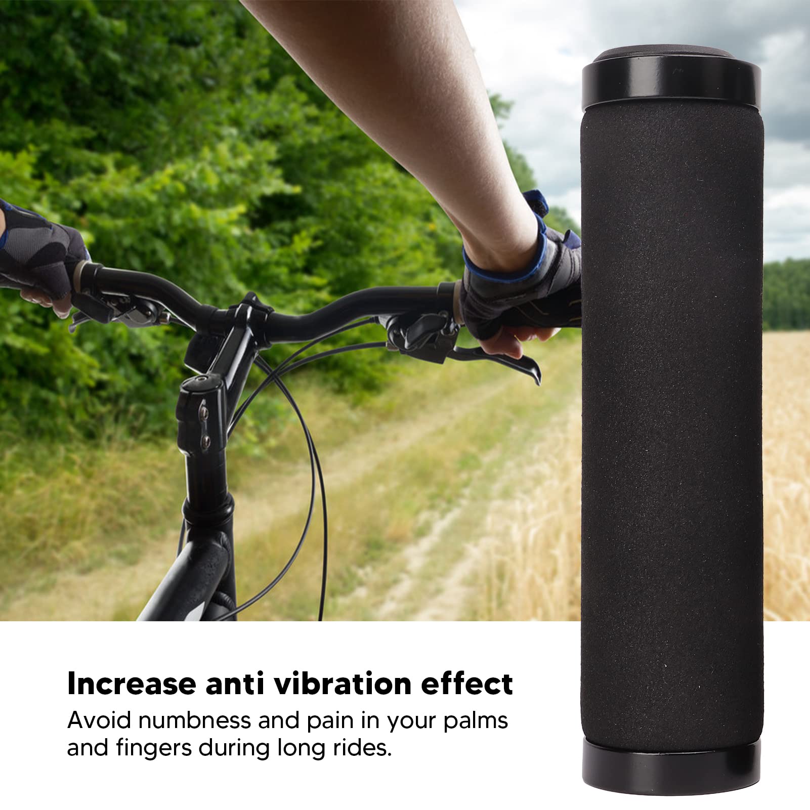 LAIONTY Bike Handlebar Grips Double Lock Sponge Comfortable Bike Handle Bar Replacement Parts Ergonomic Bike Cycling Accessory for 2.22cm Handlebar