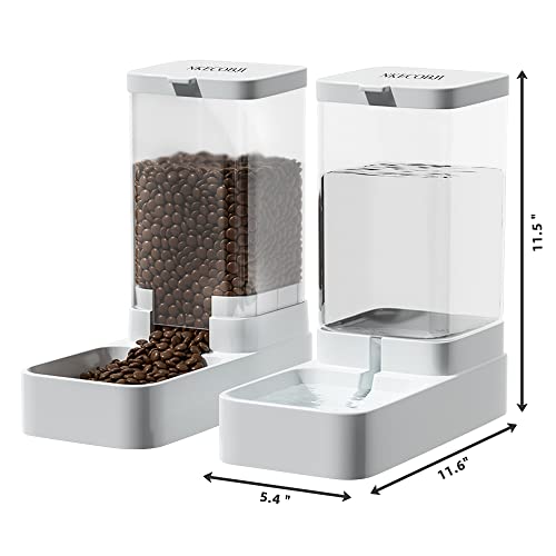 NKECOBJI Gravity Pet Feeder and Water Dispenser Set, Automatic Dog Feeder and Dog Water Dispenser for Dogs Cats Pets Animals Large Capacity(1Gallon)