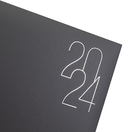 Idena 11018 Book Calendar 2024, DIN A5, Grey, 400 Pages, Hardcover Daily Planner with Ribbon