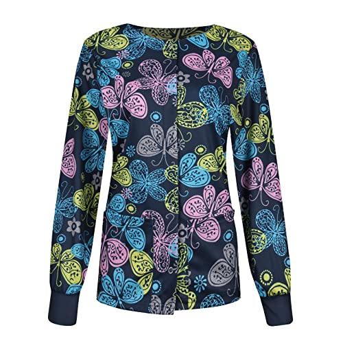 Long Sleeve Scrubs Cute Scrubs Halloween Scrub Pediatric Nurse Nursing Jacket Long Sleeve Scrub Tops Black Lab Coat Women Scrub Sweater for Women Nursing Jacket Cute Jacket Long Sleeve