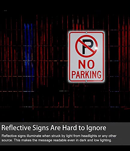 No Parking Sign With Symbol Sign (4 PACK), 14 x 10 Inches Reflective .40 Rust Free Aluminum, UV Protected, Weather Resistant, Waterproof, Durable Ink,Easy To Mount