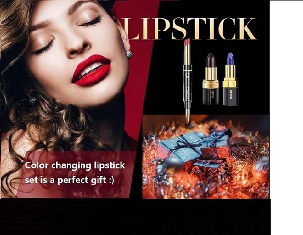 MULPG Color Changing Lipstick,Blue Lipstick that Turns Pink,Natural Moisturizing Color Lip Stain,Long Lasting Waterproof Ph Lipstick for Women(3PCS)