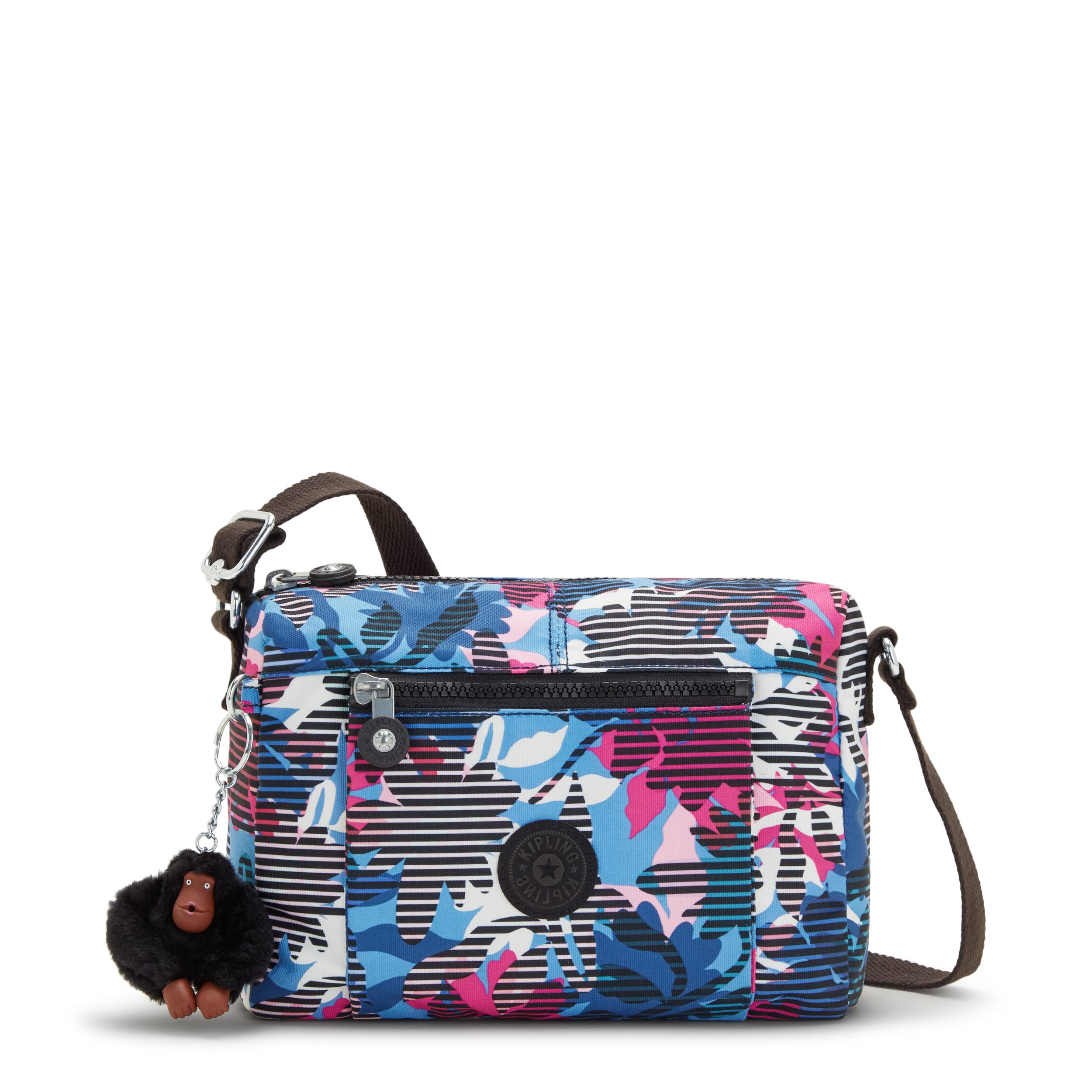 Kipling Womens Women's Wes Bag, Organize Accessories, Surprisingly Spacious, Adjustable Strap, Nylon Mini Crossbody Bag, Brilliant Blossoms, 9 L x 6.25 H 5.5 D US