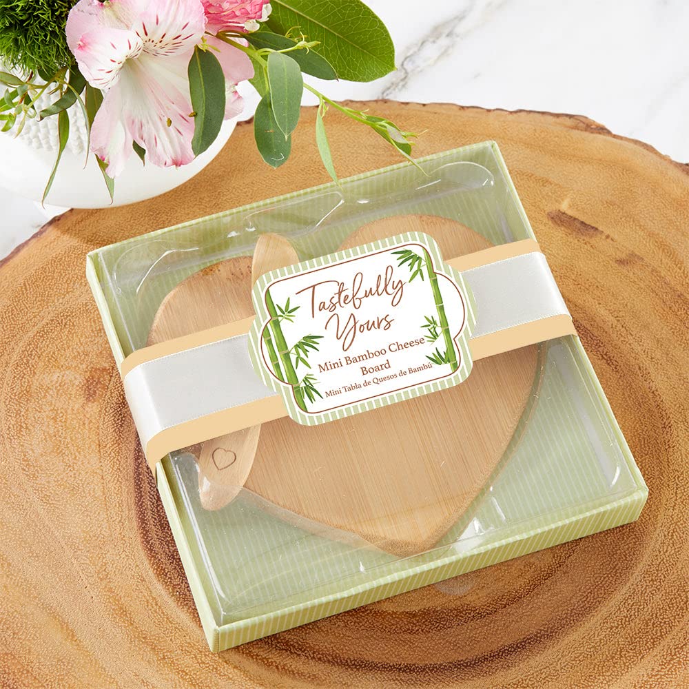 Kate Aspen 4PCS Tastefully Yours Heart Shaped Bamboo Cheese Board, Miniature Cutting Board, Favors Decorations Guest Gifts for Wedding, Bachelorette, Bridal Shower & More