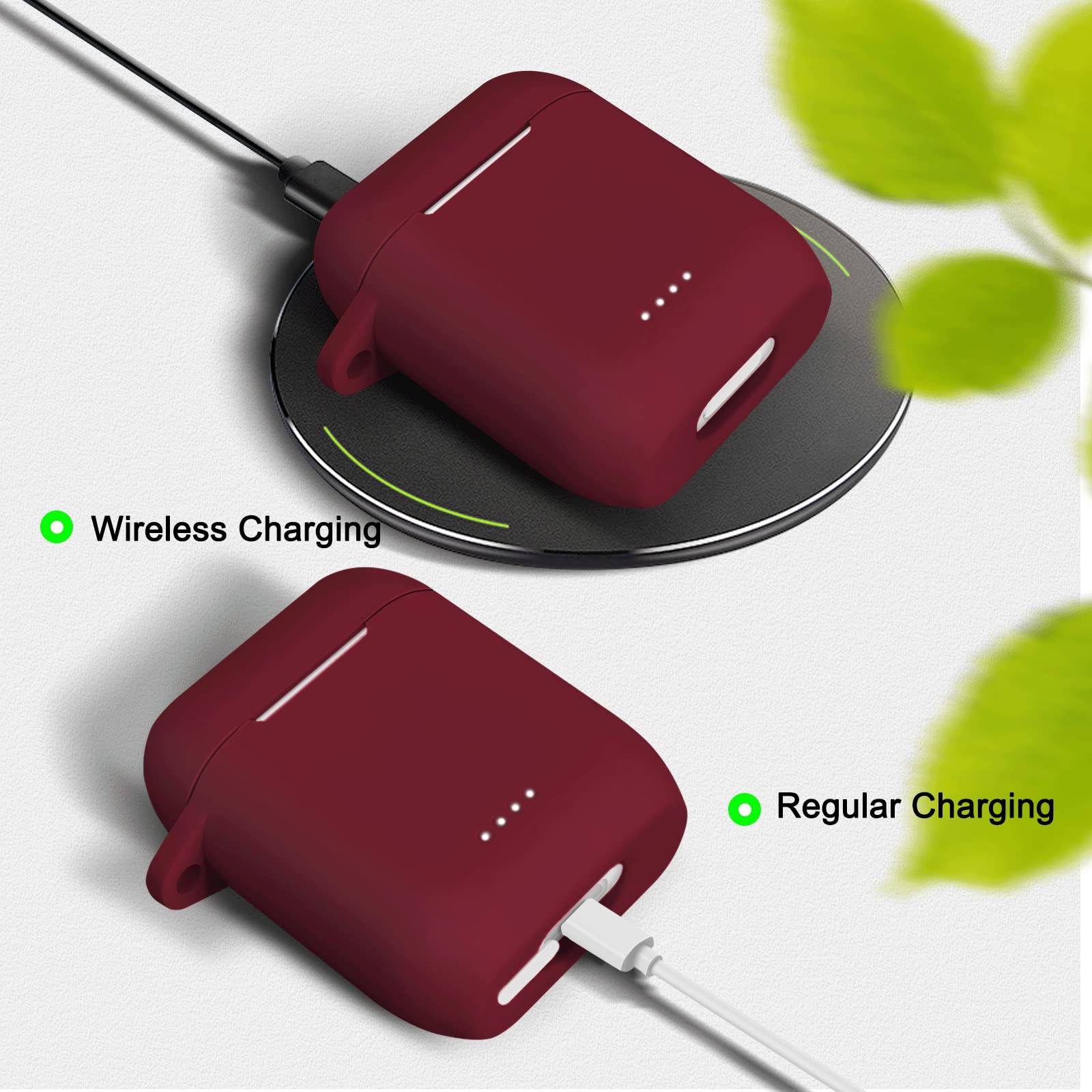MOLOVA Protective Silicone Case Compatible with Tozo t6, Front LED Visible, Premium Accessory Shockproof tozo t6 Case Cover with Keychain. (Wine Red)