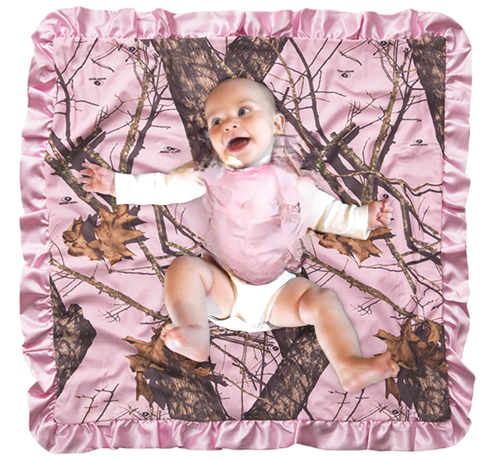 Mossy Oak Pink Hunting Camo Carstens Baby Throw Receiving Nursery Blanket 34x34 Super Soft