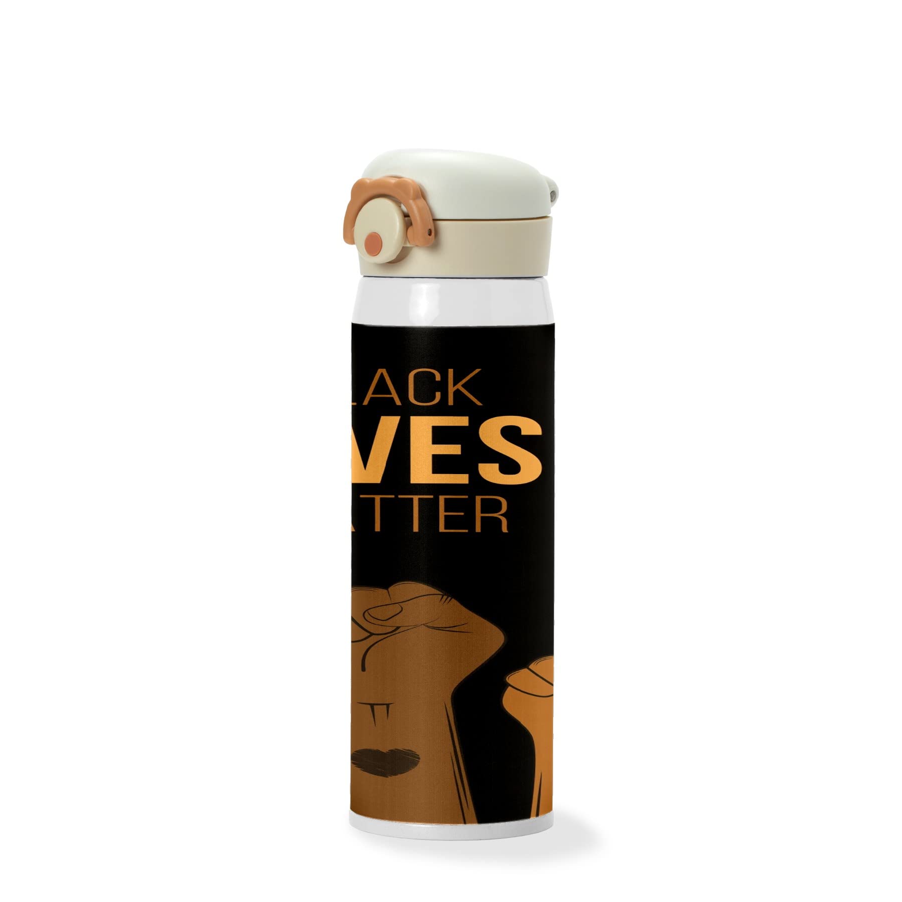 Kids Water Bottle Black Lives Matter Stainless Steel Travel Mug for School Lunch Vacuum Insulated Cups Flask with Locking Push-Button Lid (17 oz)