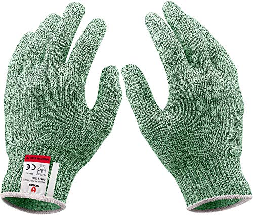 NoCry Cut Resistant Gloves — 100% Food Grade; Level 5 Protection; Ambidextrous; Machine Washable; Superior Comfort and Dexterity; Lightweight; Complimentary eBook