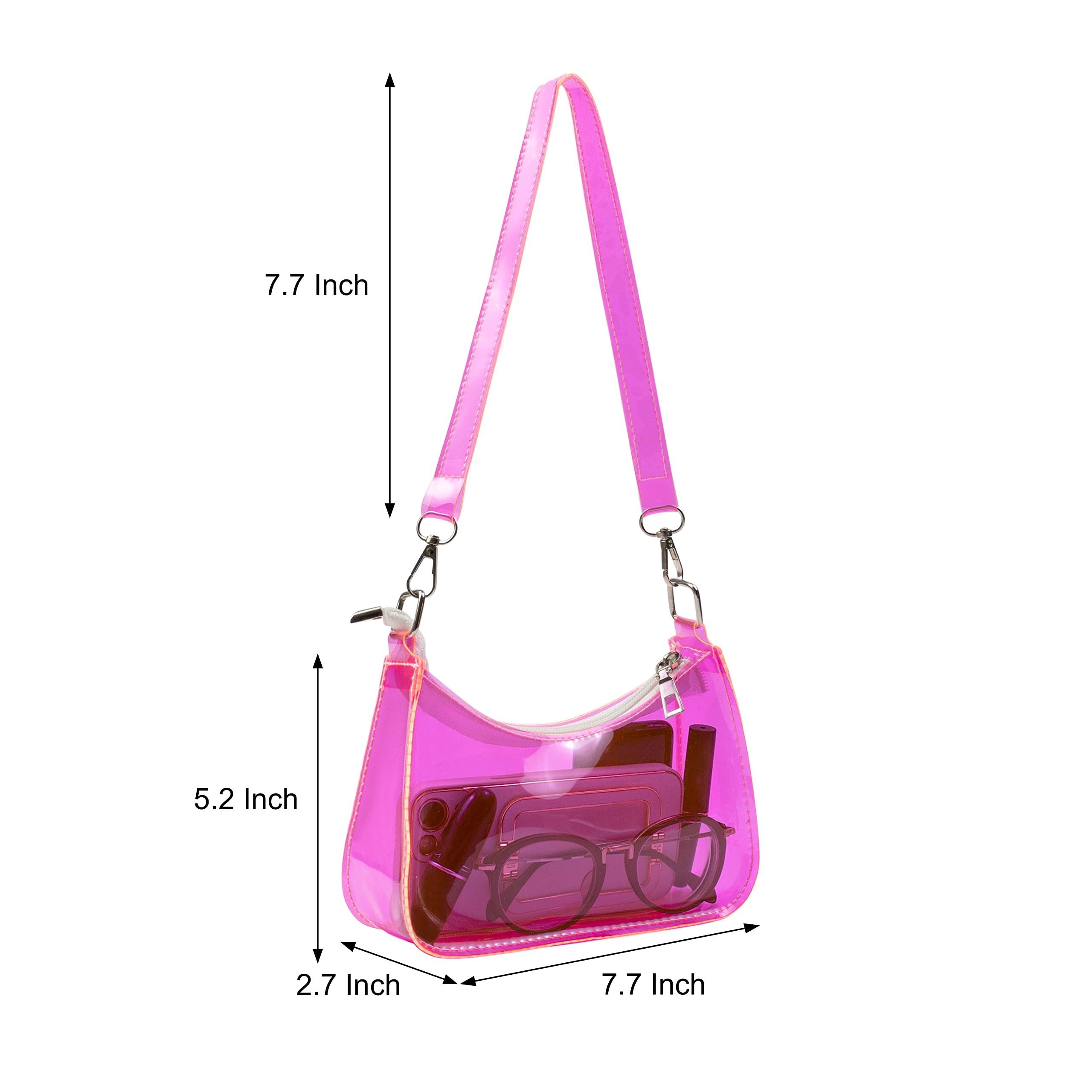 Little Italy Stadium-Approved Clear Purse for Concerts, Clubs, Sporting Events (Pink)