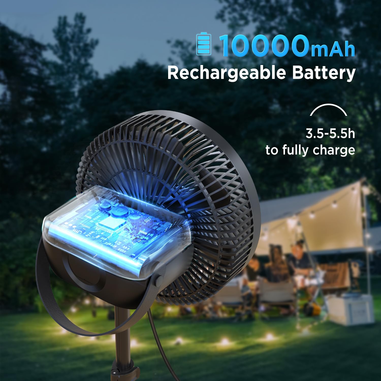 Marchpower Portable Pedestal Fan with Remote 12" Rechargeable Collapsible Fan Osciallating Foldable Floor Fan with Timer, Cordless Foldaway 5-Speed Telescopic Table Fan for Home Trave Picnic Camping