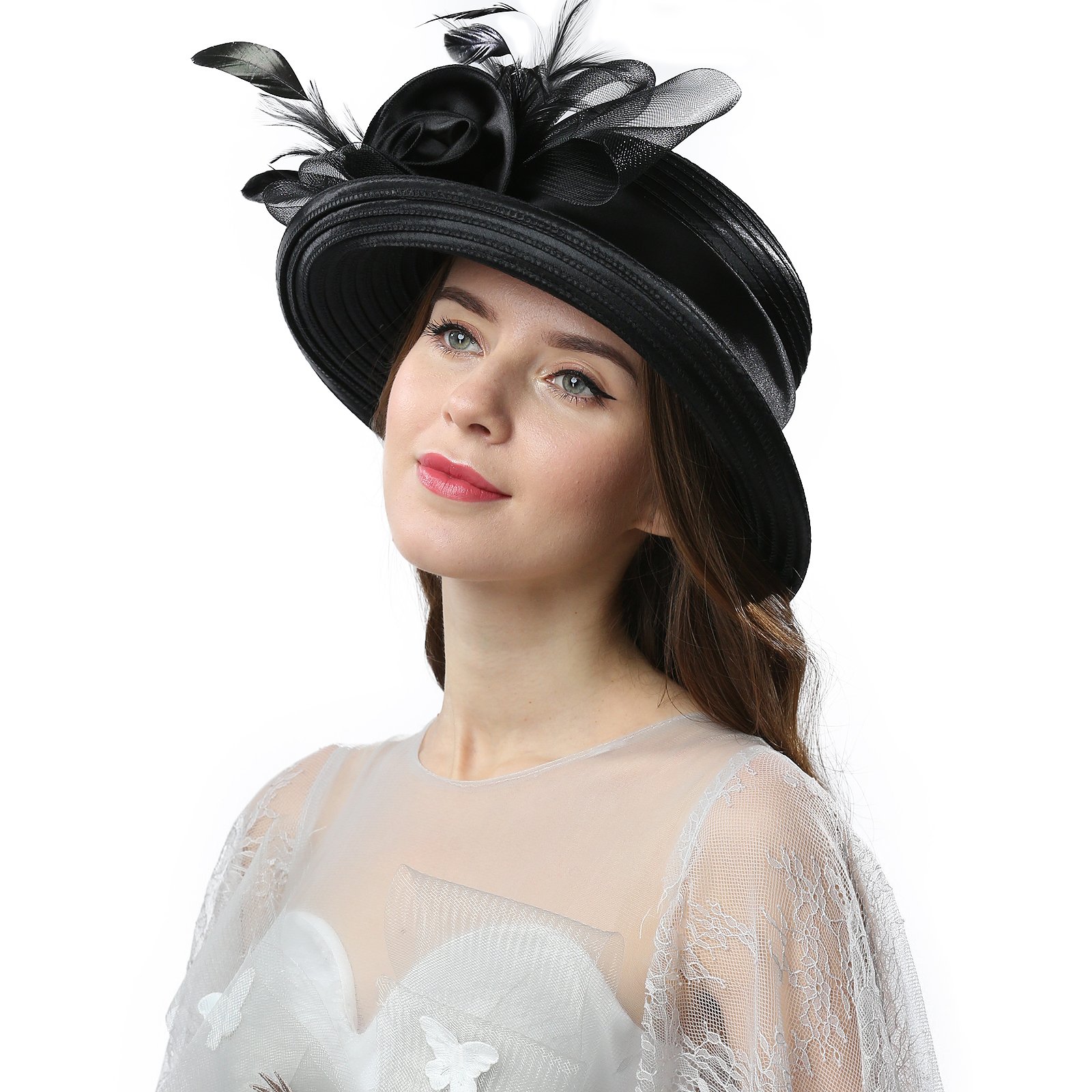 Janey&Rubbins Womens Church Derby Wedding Fascinators Cloche Bucket Bowler Hat (White)
