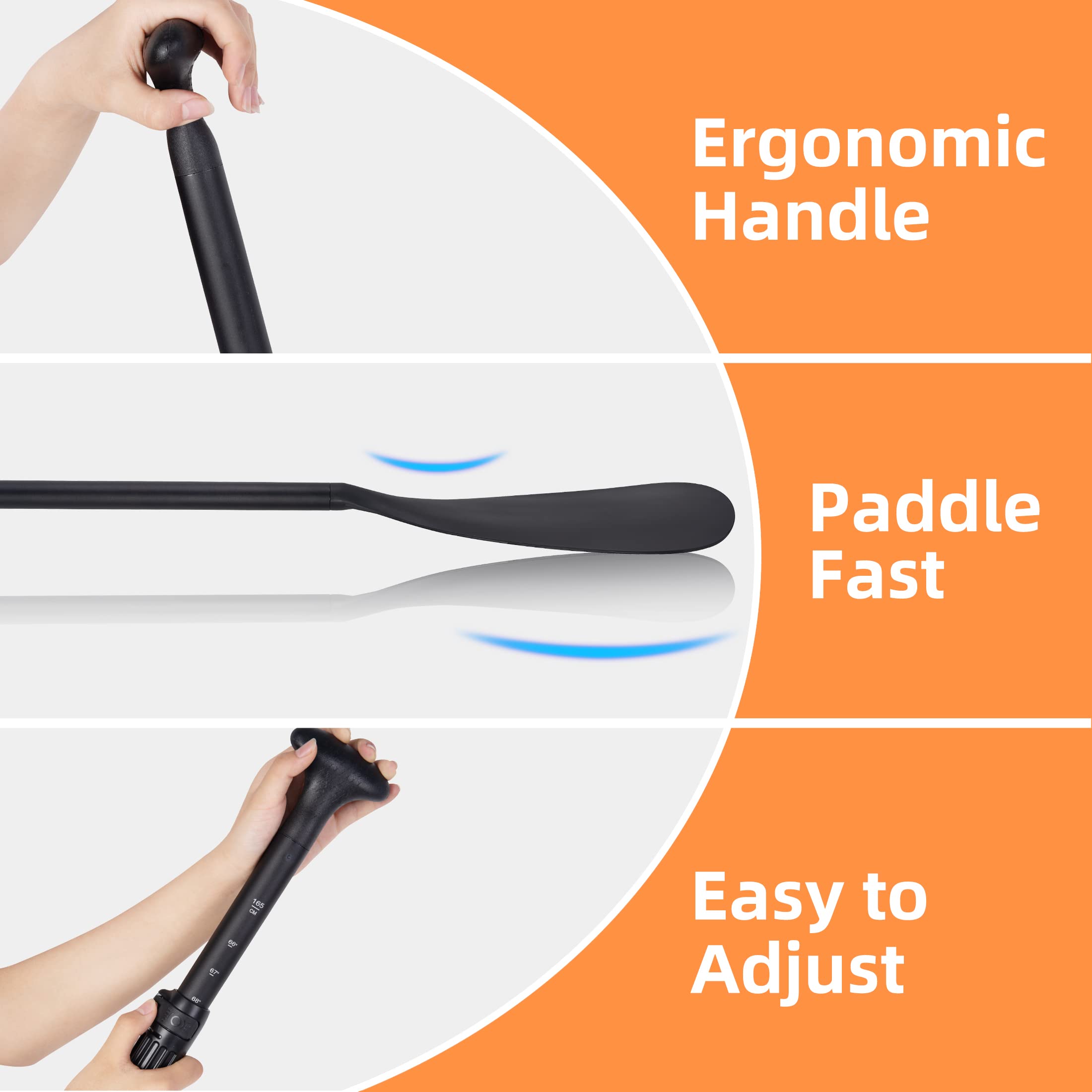 LEDONNE SUP Paddle 4-Piece Adjustable Stand Up Paddle Floating Lightweight Portable Kayak Paddle Paddleboard Oar with Aluminum Alloy Shaft, 2 Nylon Blades, Hook&Loop for Floating Water Sport, Black