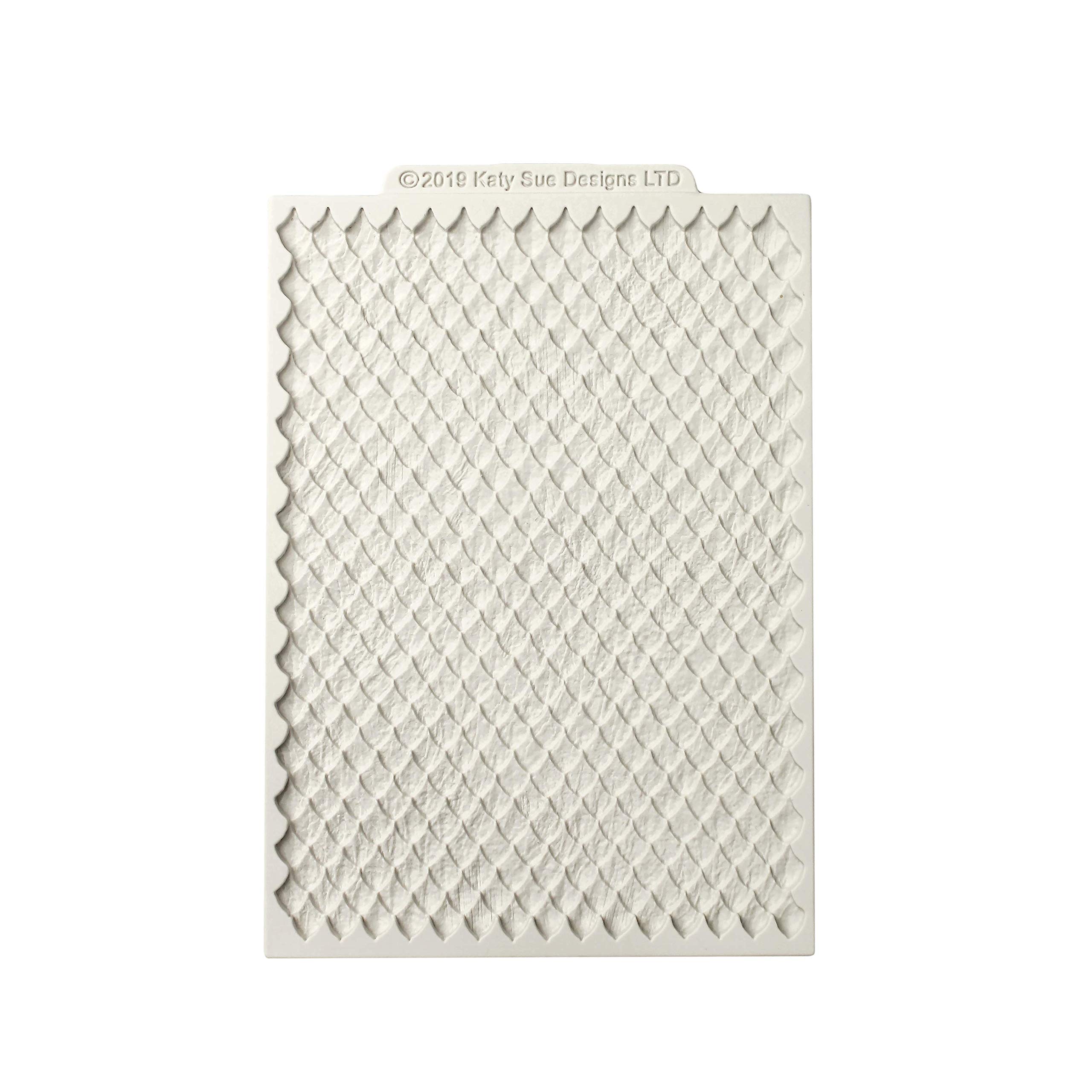 Katy Sue Continuous Dragon Scales Silicone Mold for Cake Decorating & Crafts - Texture Mat Size 6¾ x 5 inch; Each scale: ¼ x ¼ inch.